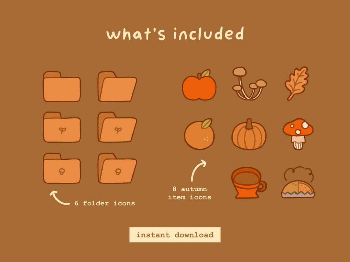 Cosy Autumn Desktop Icons | Digital Download, Fall Icons, Cute Desktop ...