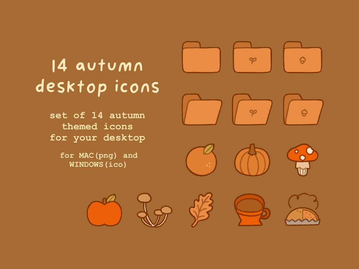 Cosy Autumn Desktop Icons | Digital Download, Fall Icons, Cute Desktop ...