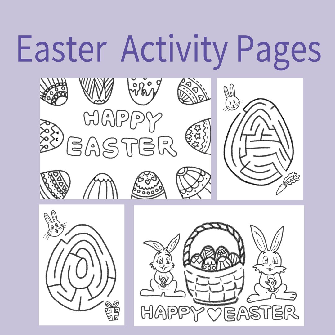 Easter Activity Pages - Coloring and Maze Pages for Kids - Etsy