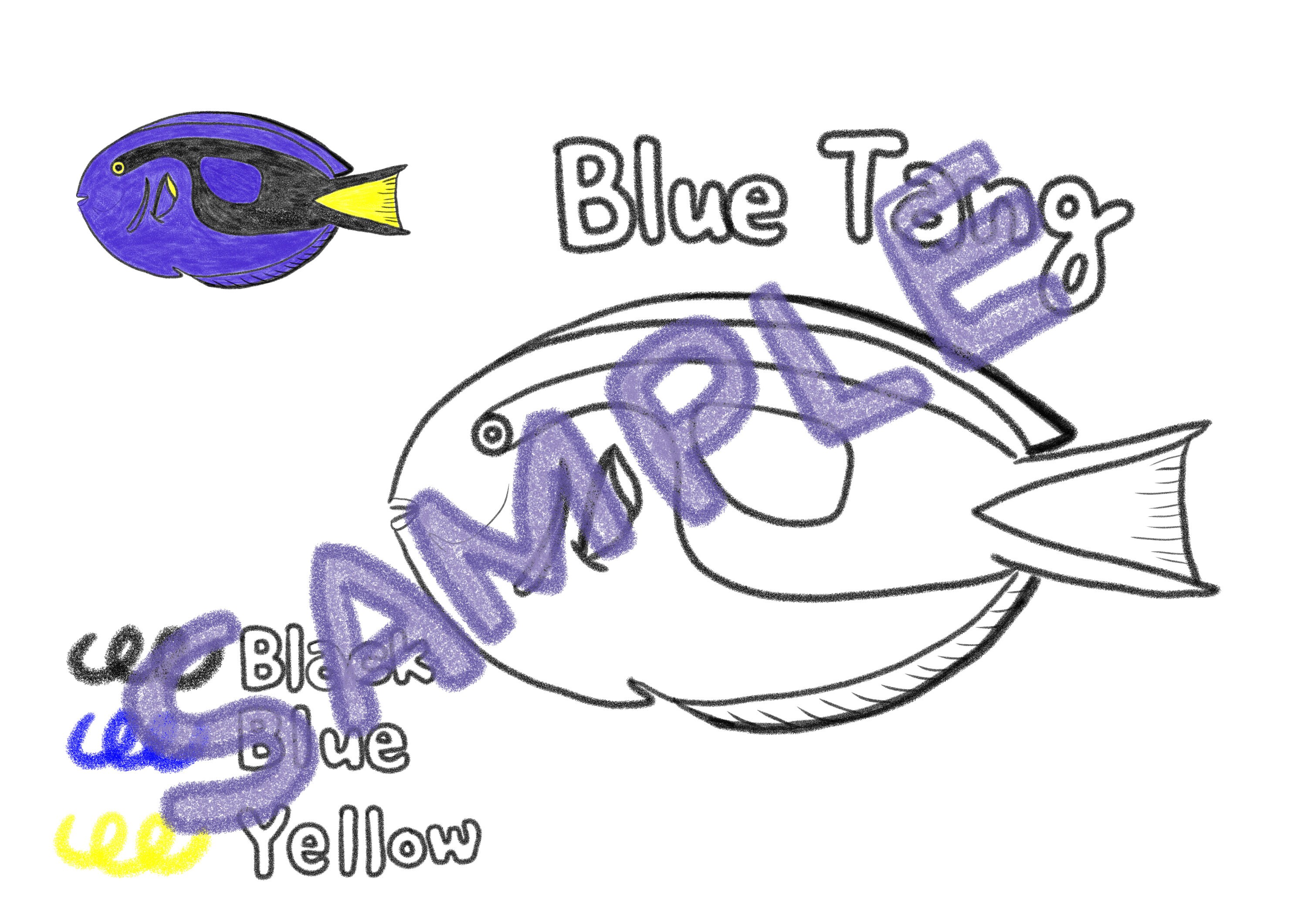 Blue Tang Printable Coloring for Kids / Fish Coloring / Kids Printable ...