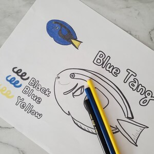 Blue Tang Printable Coloring for Kids / Fish Coloring / Kids Printable ...