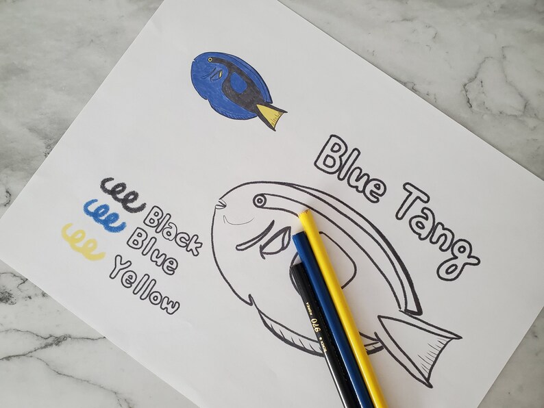 Blue Tang Printable Coloring for Kids / Fish Coloring / Kids Printable ...