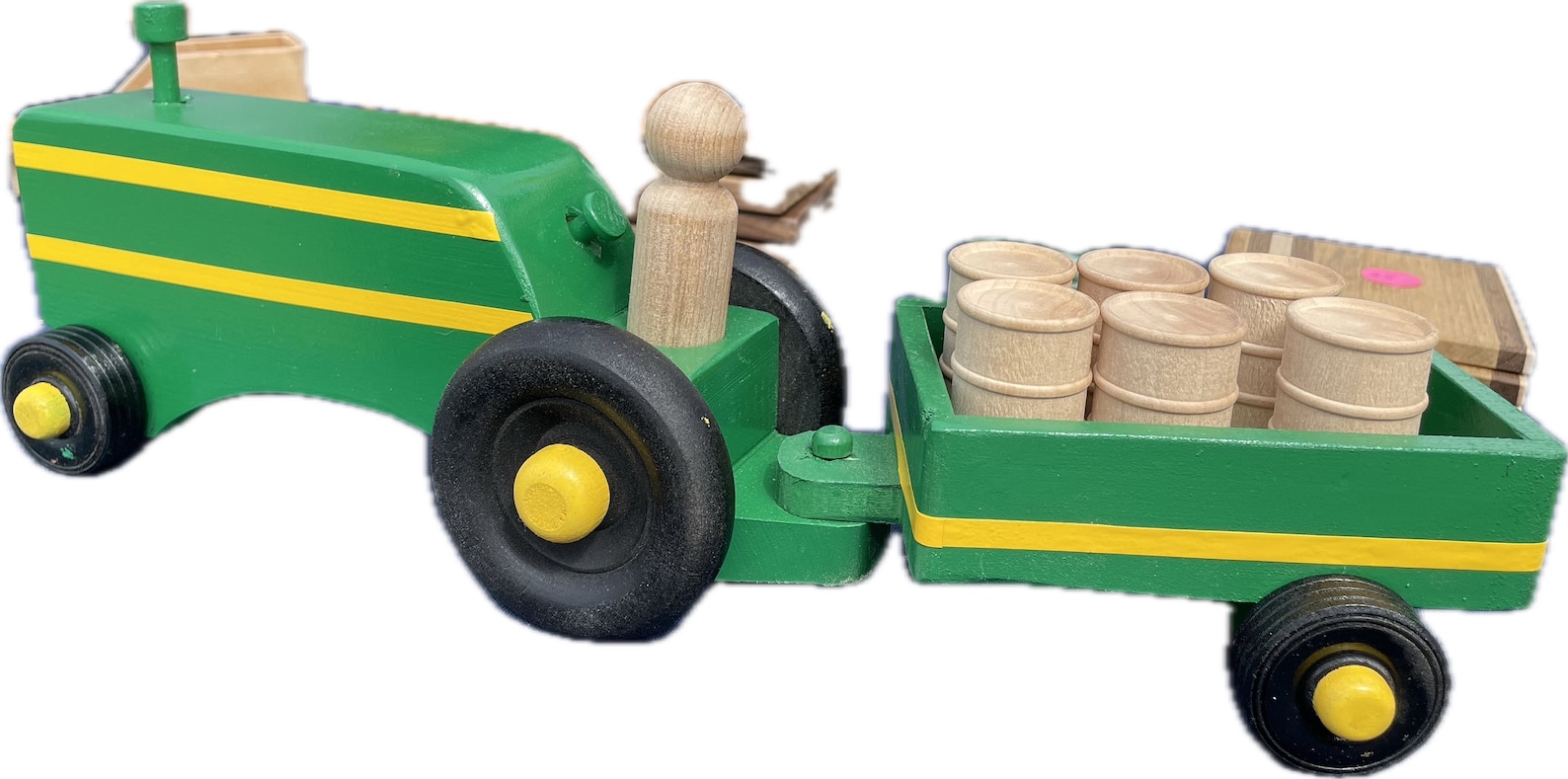 Wood Toy Tractor With Trailer and Barrels. - Etsy