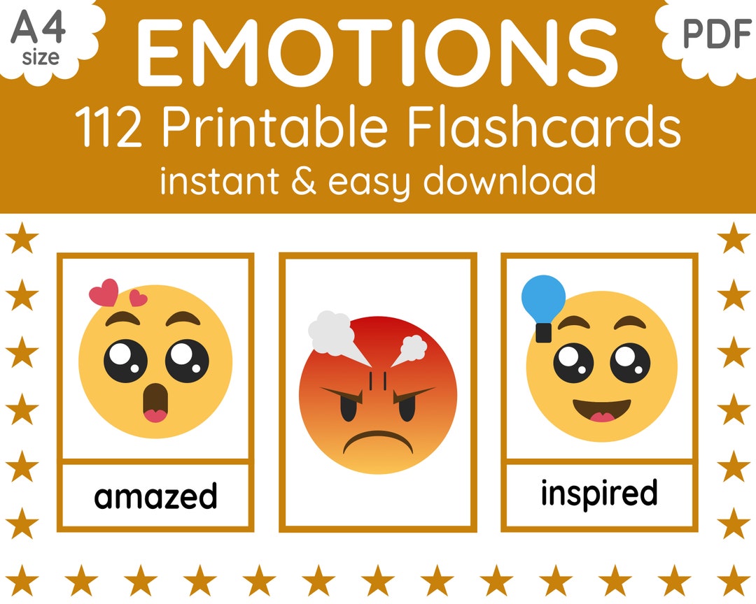 112 FEELINGS & EMOTIONS Flashcards | Emoticons | Emojis | Printable ...