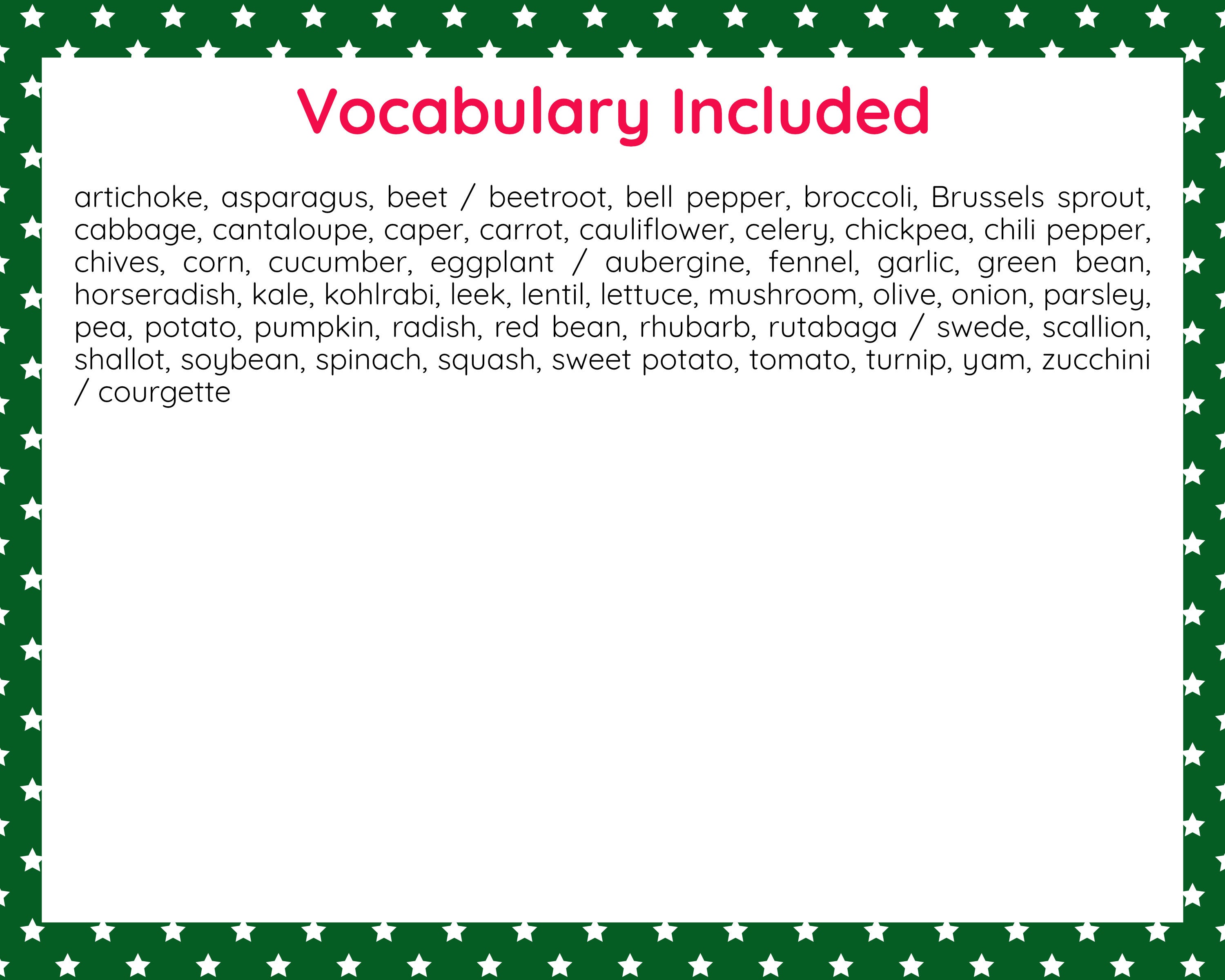 48 VEGETABLES Flashcards Printable Flashcards Flashcards for Kids ...