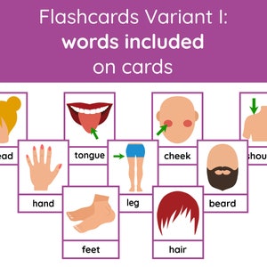 64 PARTS OF BODY Flashcards | Printable Flashcards | Flashcards for ...
