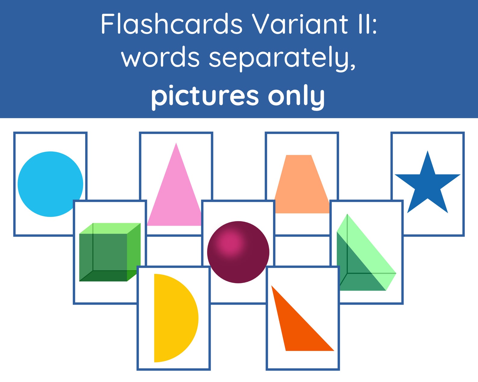 57 GEOMETRIC SHAPES Flashcards | 2D & 3D Shapes | Flashcards for Kids ...