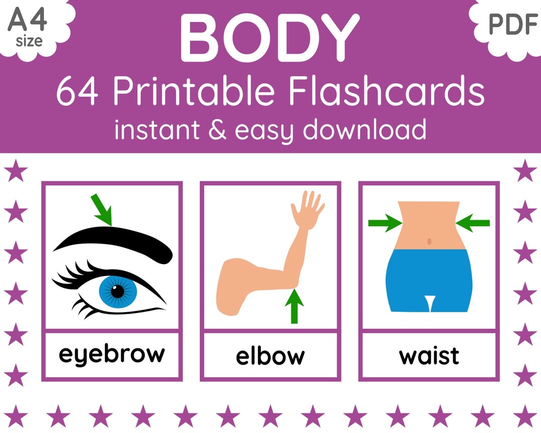 64 PARTS OF BODY Flashcards | Printable Flashcards | Flashcards for ...