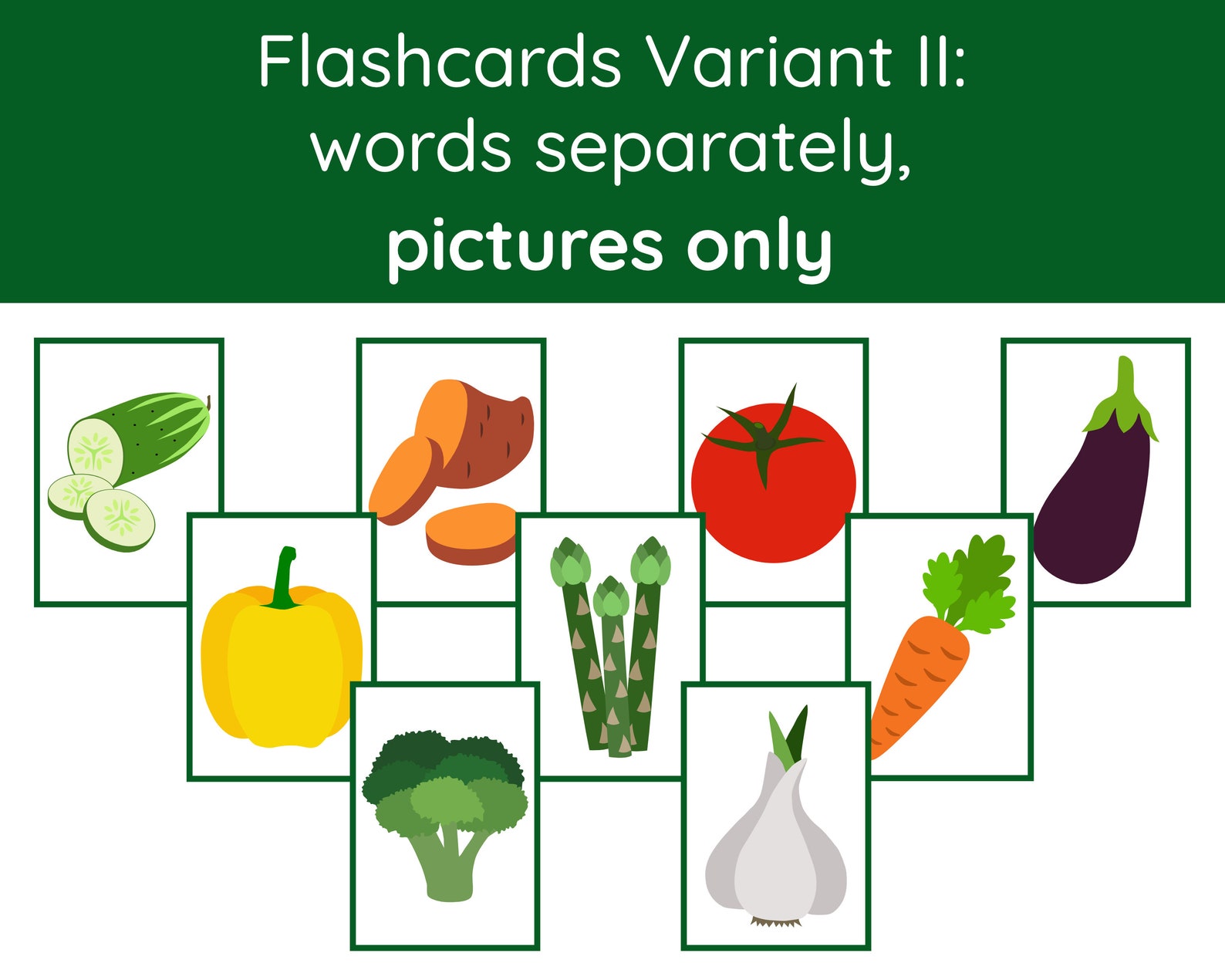 48 VEGETABLES Flashcards | Printable Flashcards | Flashcards for Kids ...