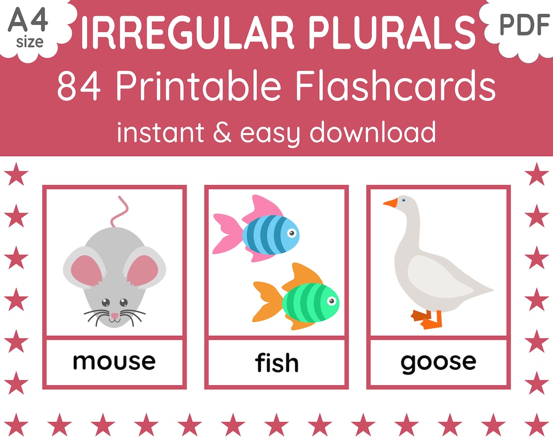 84 IRREGULAR PLURAL NOUNS Flashcards | 42 Word Pairs | Grammar ...