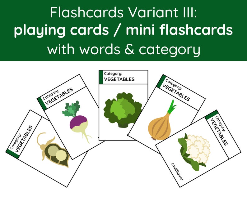 48 VEGETABLES Flashcards | Printable Flashcards | Flashcards for Kids ...