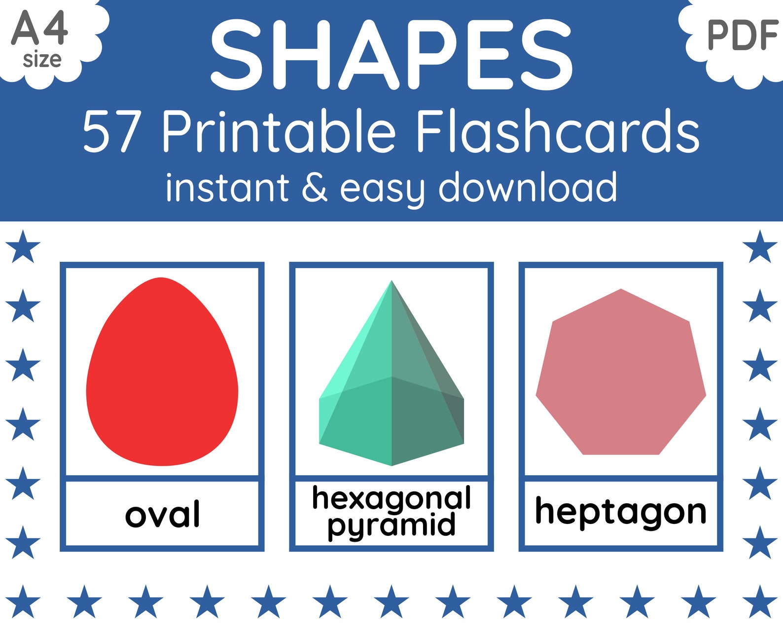 57 GEOMETRIC SHAPES Flashcards | 2D & 3D Shapes | Flashcards for Kids ...