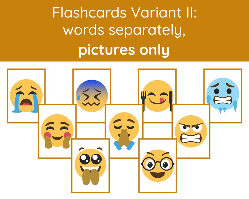 112 FEELINGS & EMOTIONS Flashcards | Emoticons | Emojis | Printable ...