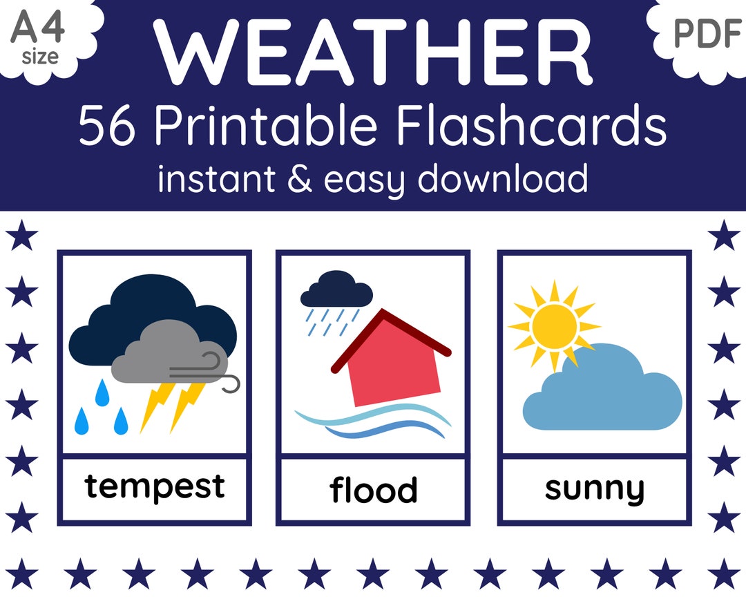 56 WEATHER Flashcards | Temperature Flashcards (*F and *C) | Printable ...
