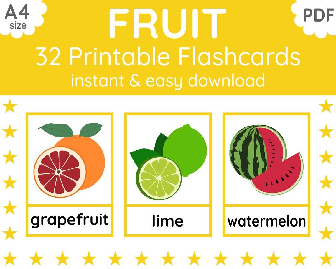 32 FRUIT Flashcards | Printable Flashcards | Flashcards for Kids ...
