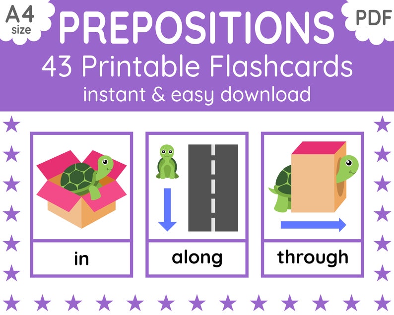 43 PREPOSITIONS Flashcards | Prepositions of Place and Movement ...