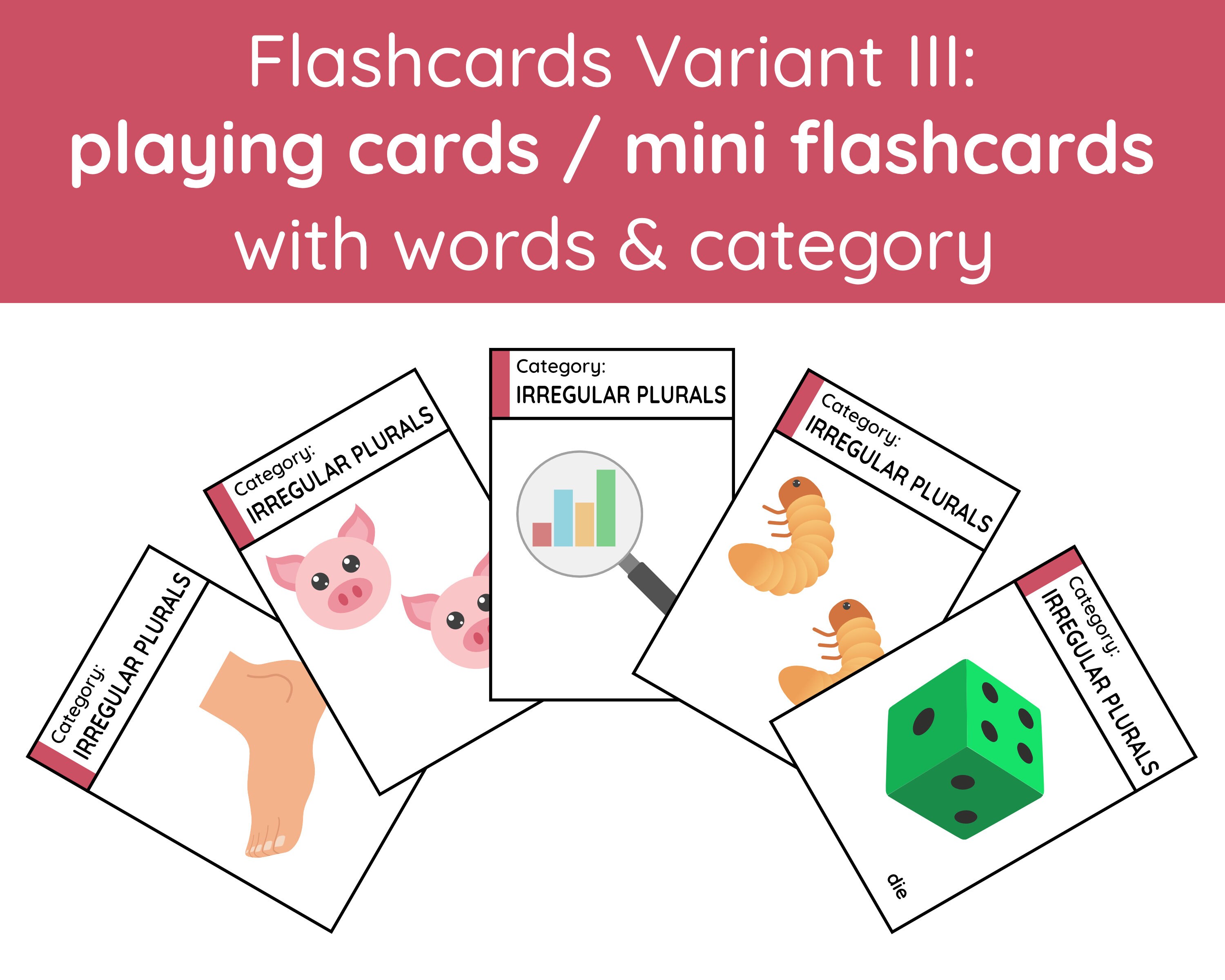 84 IRREGULAR PLURAL NOUNS Flashcards | 42 Word Pairs | Grammar | Flashcards for Kids | English ...