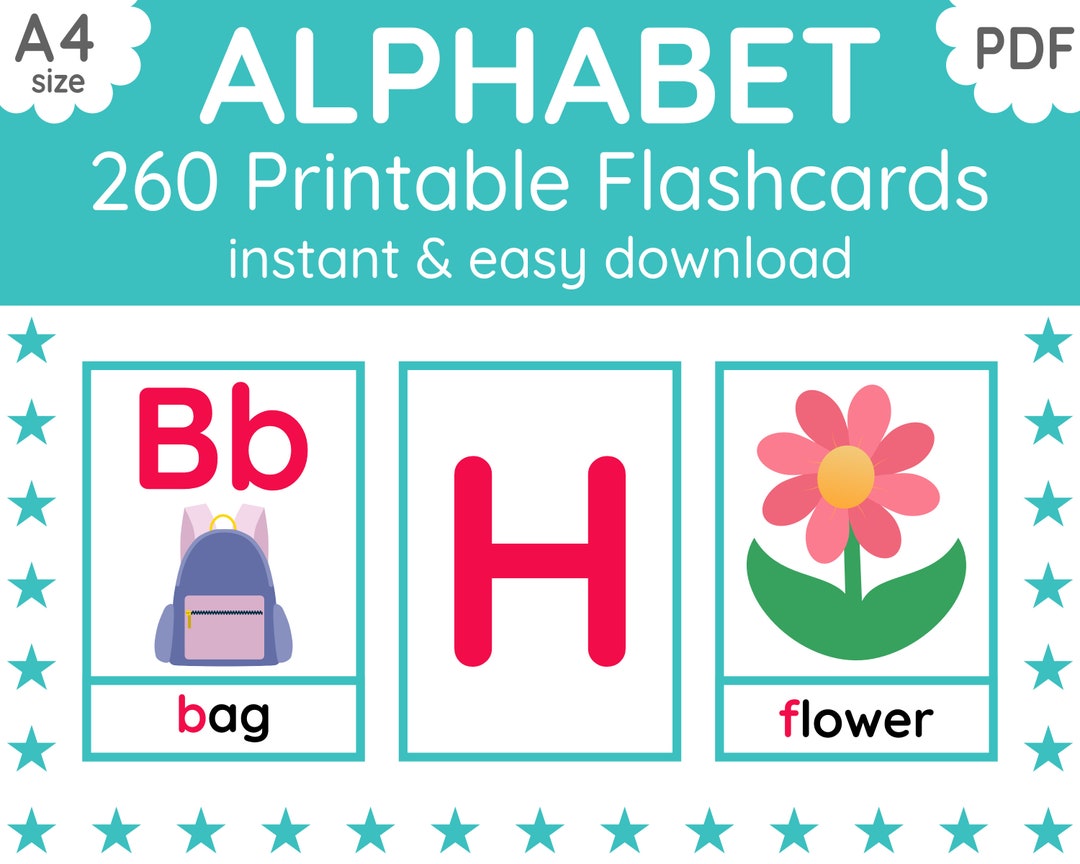 260 ALPHABET Flashcards | Uppercase & Lowercase Letters | Printable ...