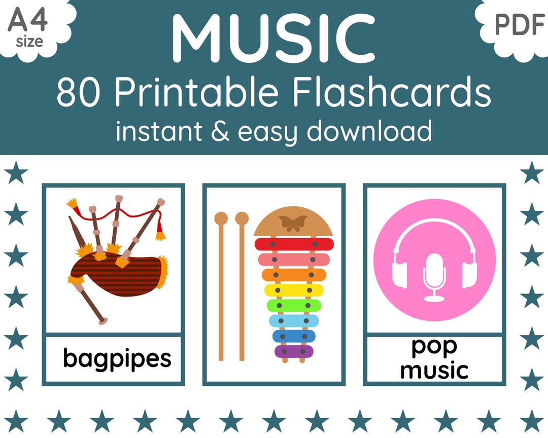 80 MUSIC Flashcards | Printable Flashcards | Musical Instruments ...