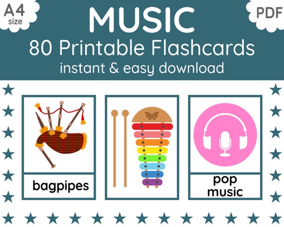 80 MUSIC Flashcards Printable Flashcards Musical - Etsy