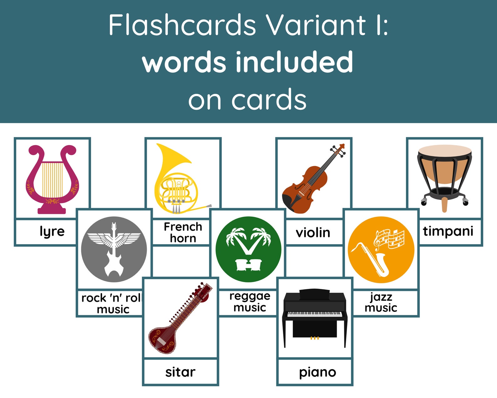 80 MUSIC Flashcards | Printable Flashcards | Musical Instruments ...