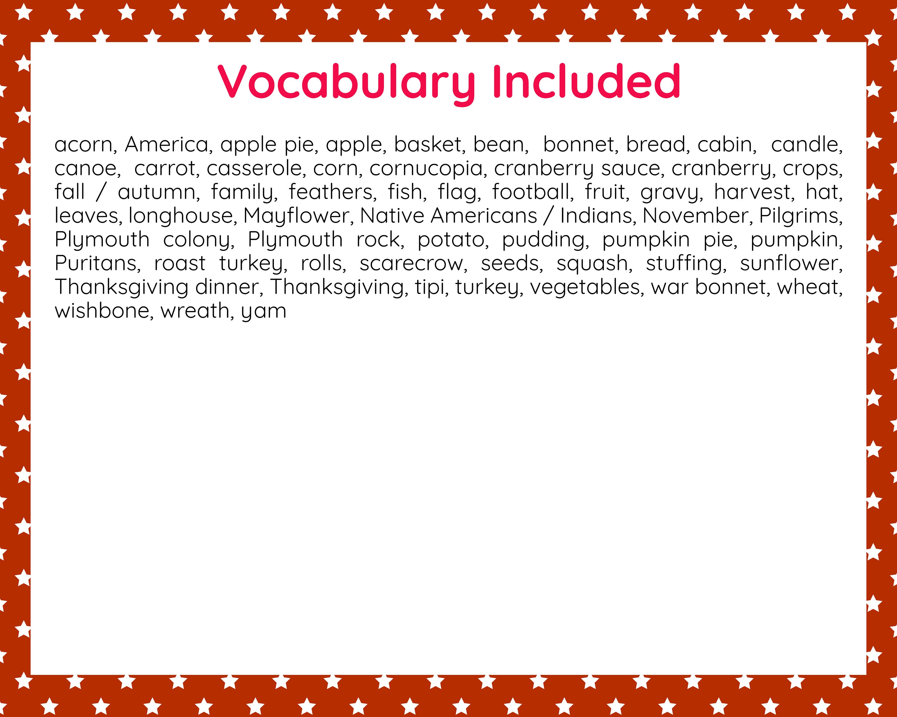 58 THANKSGIVING Flashcards | Printable Flashcards | Flashcards for Kids ...