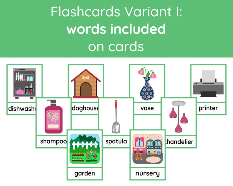 Around the House Flashcards | 209 Printable Household Items (digital ...