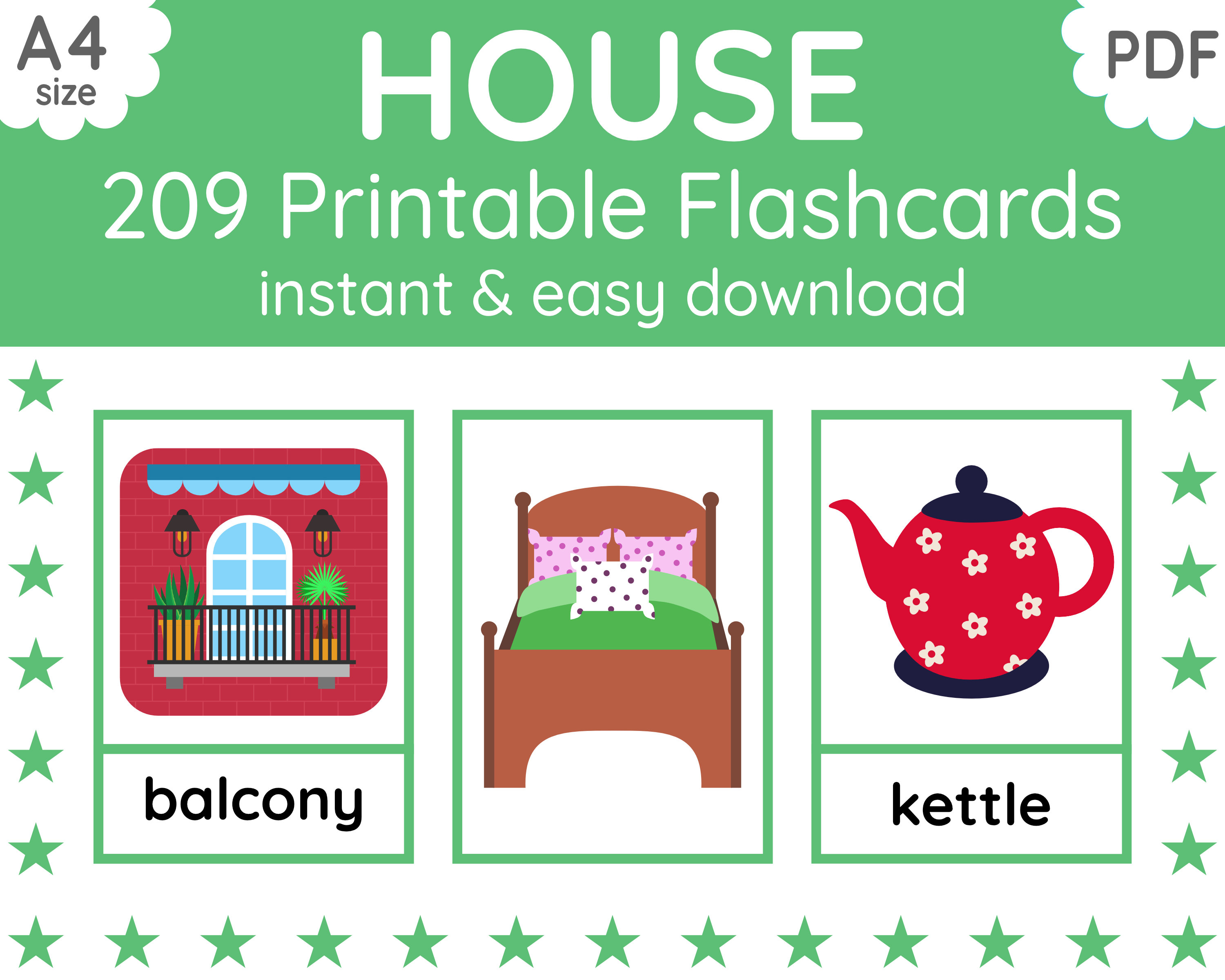 209 AROUND THE HOUSE flashcards Household Items Rooms in a | Etsy