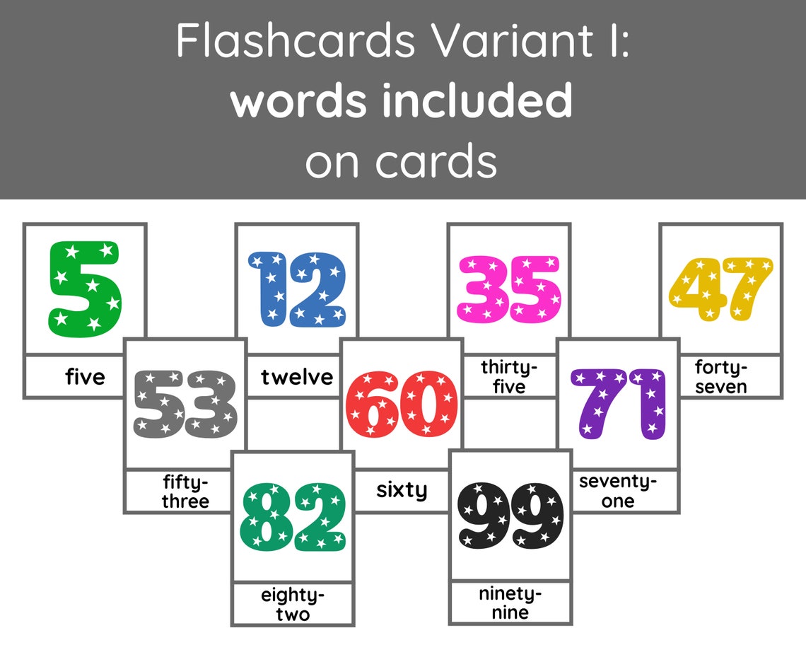 120 NUMBERS Flashcards (1-100+ More) | Printable Flashcards ...
