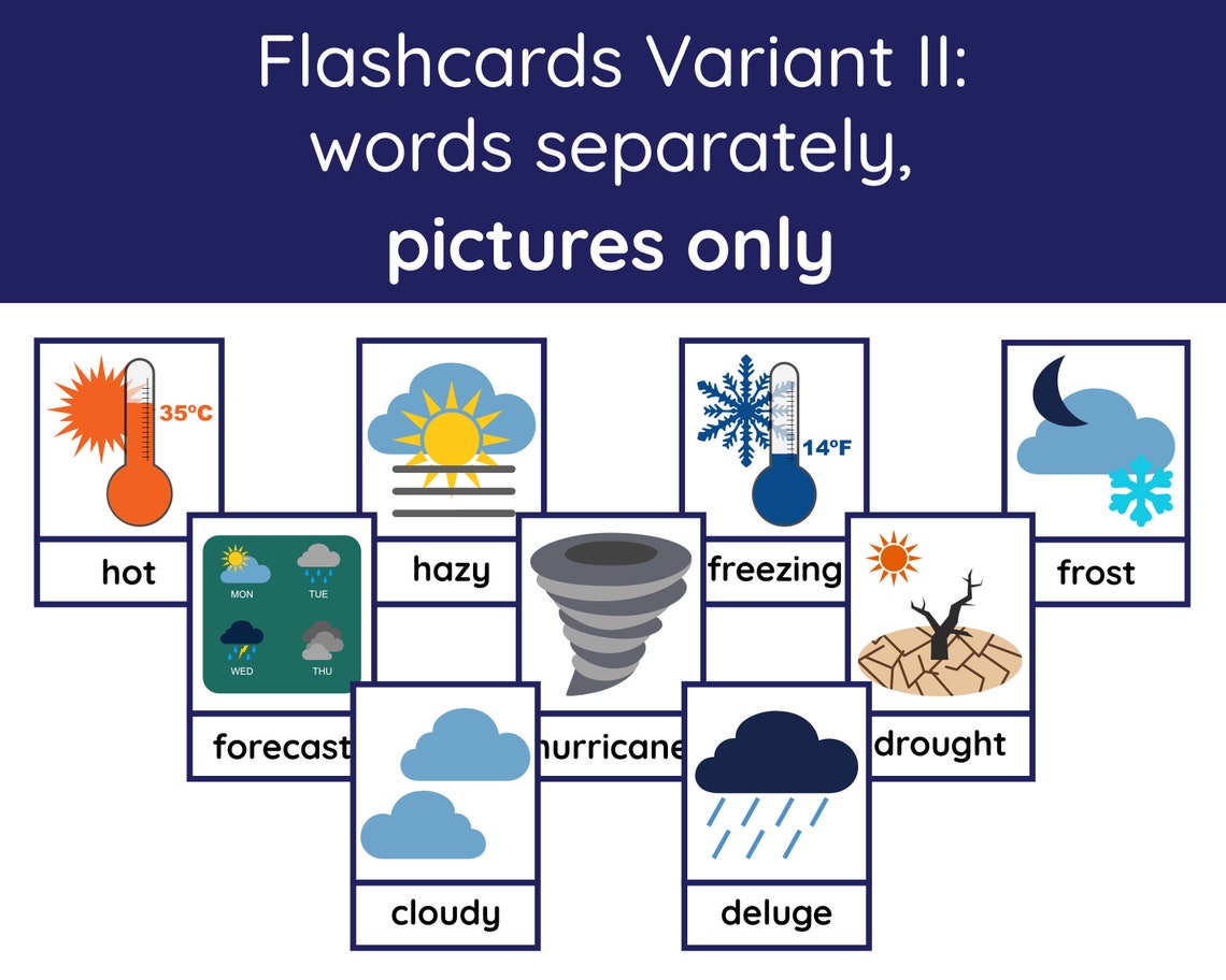 56 Weather Flashcards | Temperature, Natural Disasters (digital PDF ...