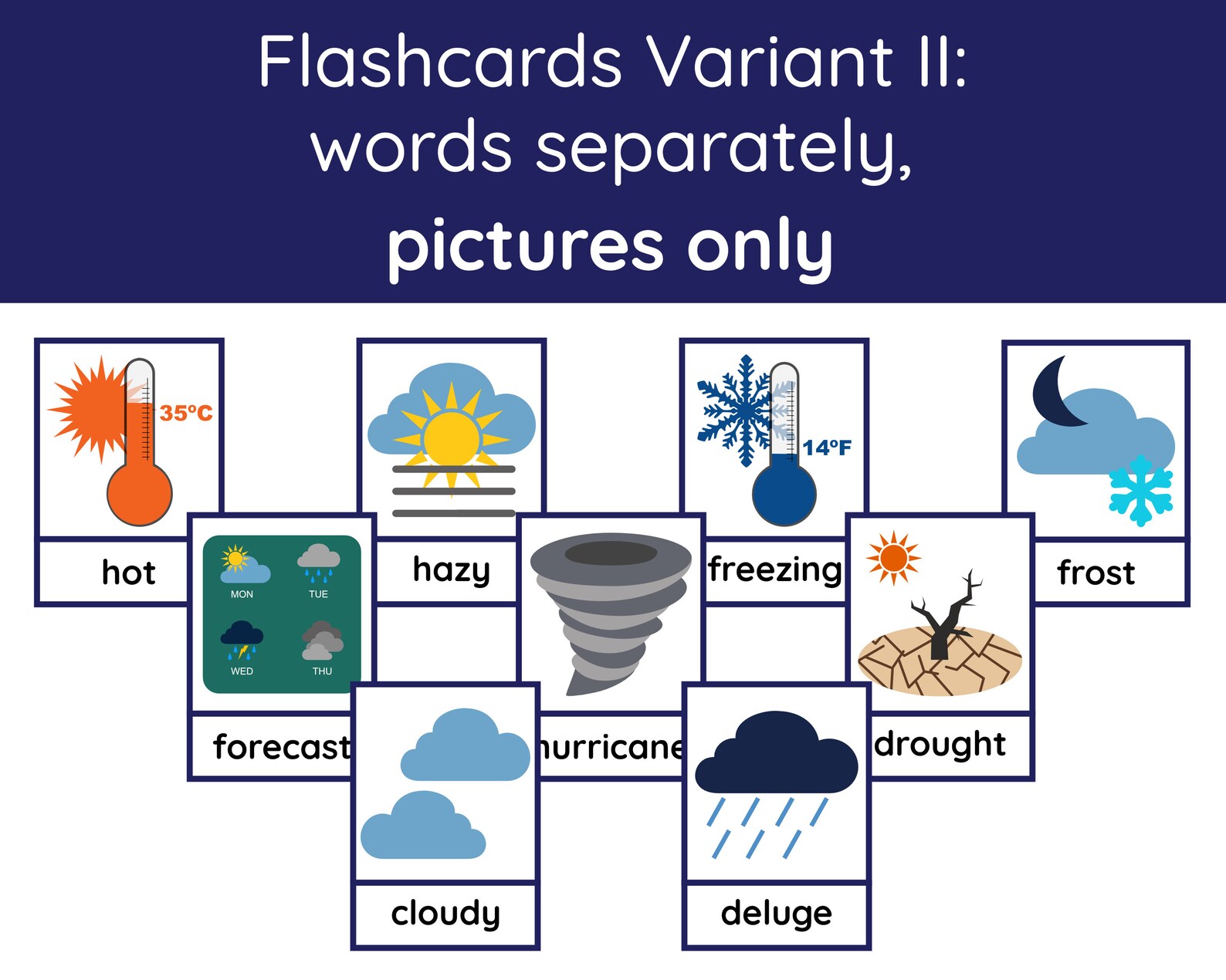 56 Weather Flashcards | Temperature, Natural Disasters (digital PDF ...