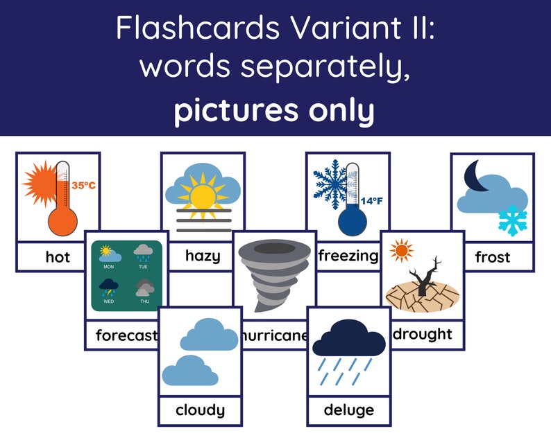56 WEATHER Flashcards | Temperature Flashcards (*F and *C) | Printable ...