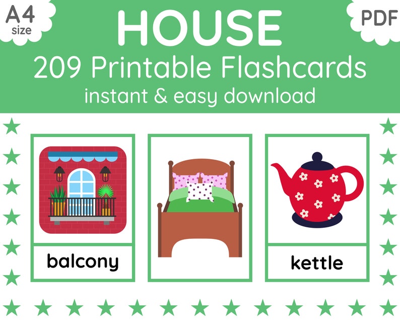 209 AROUND THE HOUSE Flashcards | Household Items | Rooms in a House ...