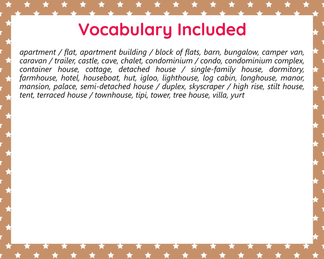 36 HOUSE TYPES Flashcards | Printable Flashcards | Flashcards for Kids ...