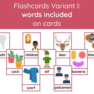 84 IRREGULAR PLURAL NOUNS Flashcards | 42 Word Pairs | Grammar | Flashcards for Kids | English ...