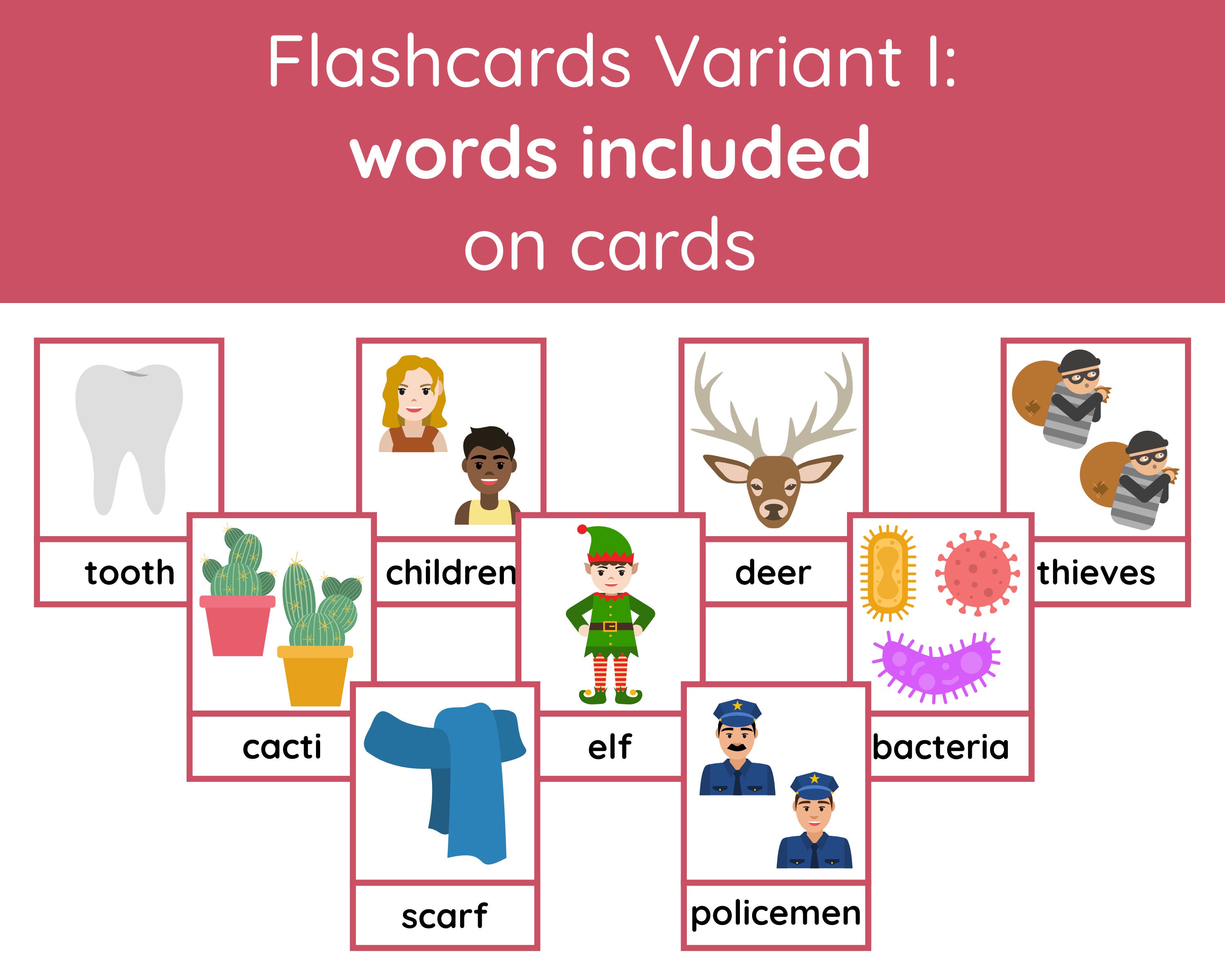 84 IRREGULAR PLURAL NOUNS Flashcards | 42 Word Pairs | Grammar ...