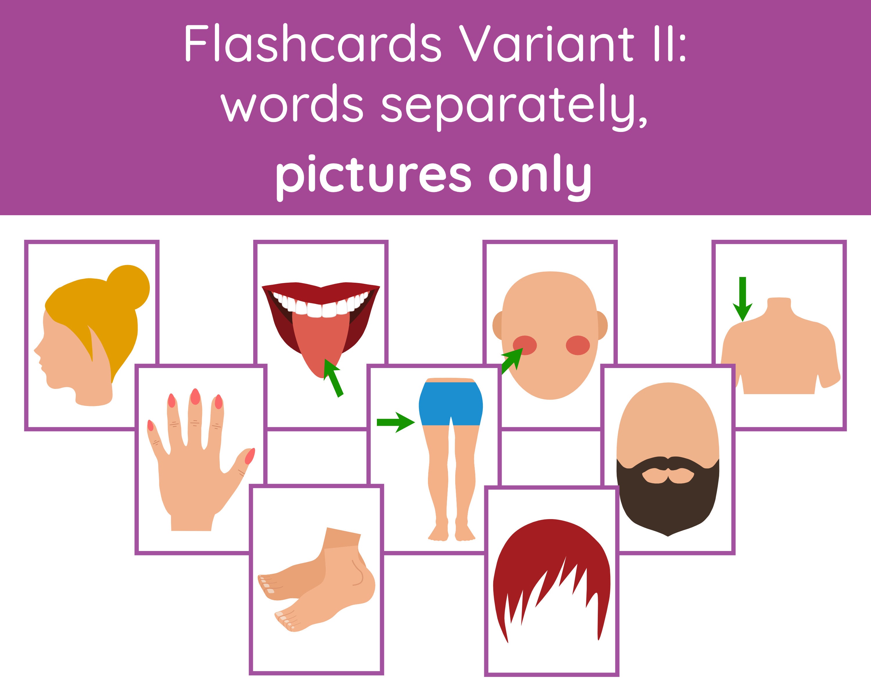 64 PARTS OF BODY Flashcards | Printable Flashcards | Flashcards for ...