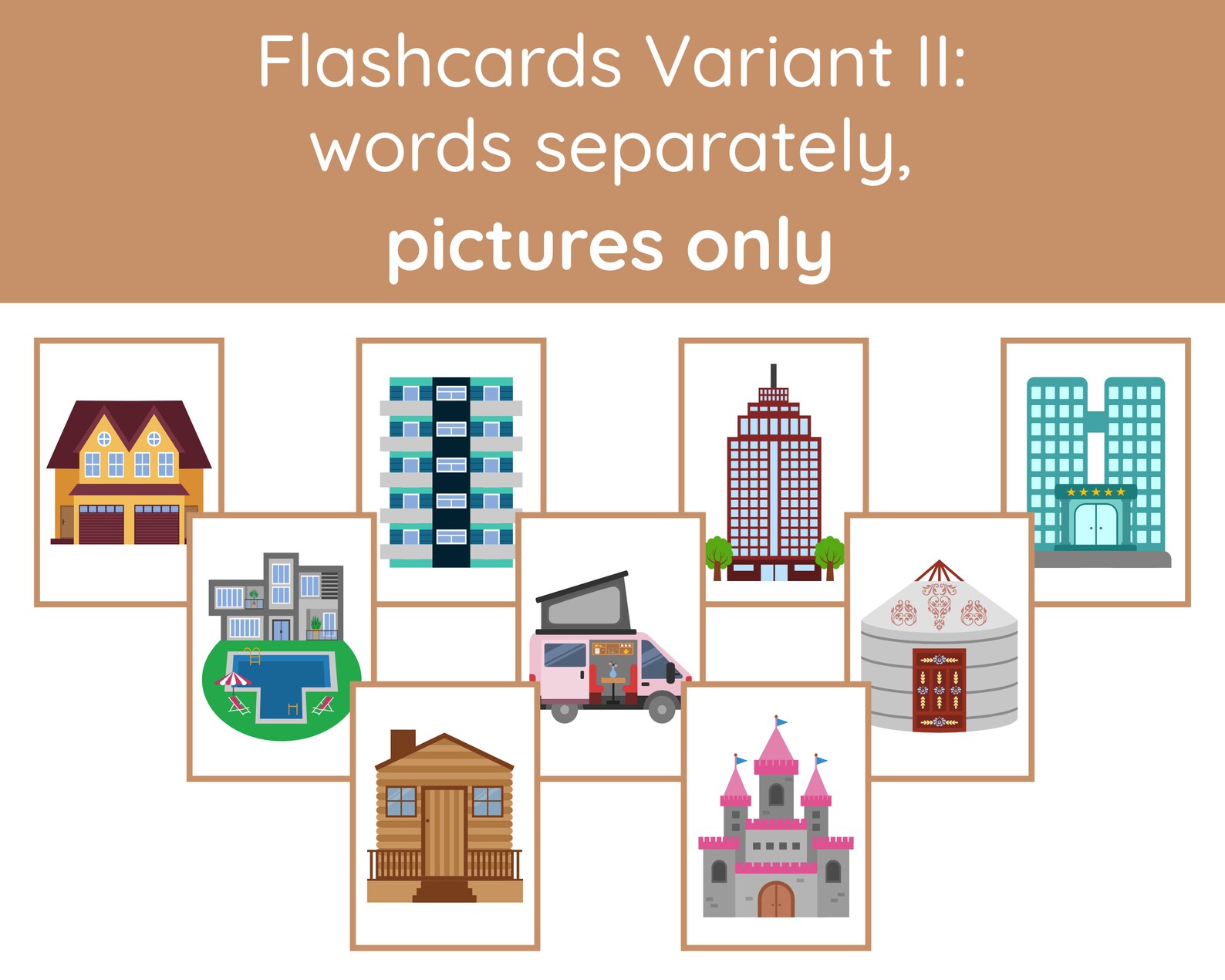 36 HOUSE TYPES Flashcards | Printable Flashcards | Flashcards for Kids ...