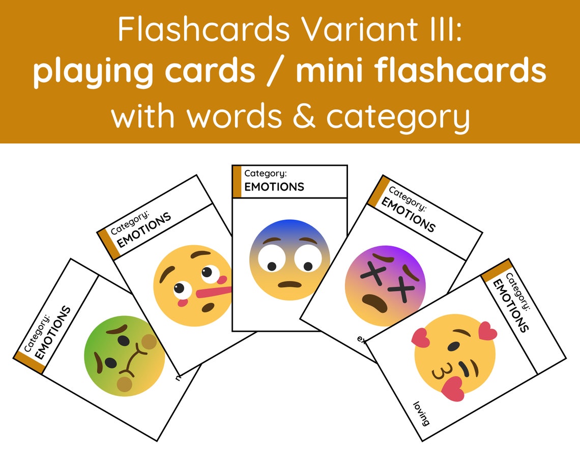 112 FEELINGS & EMOTIONS Flashcards | Emoticons | Emojis | Printable ...