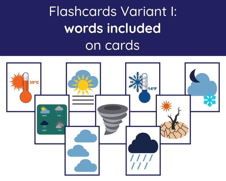 56 WEATHER Flashcards | Temperature Flashcards (*F and *C) | Printable ...