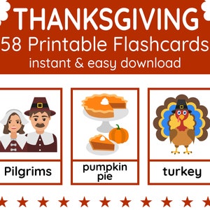 58 THANKSGIVING Flashcards | Printable Flashcards | Flashcards for Kids ...