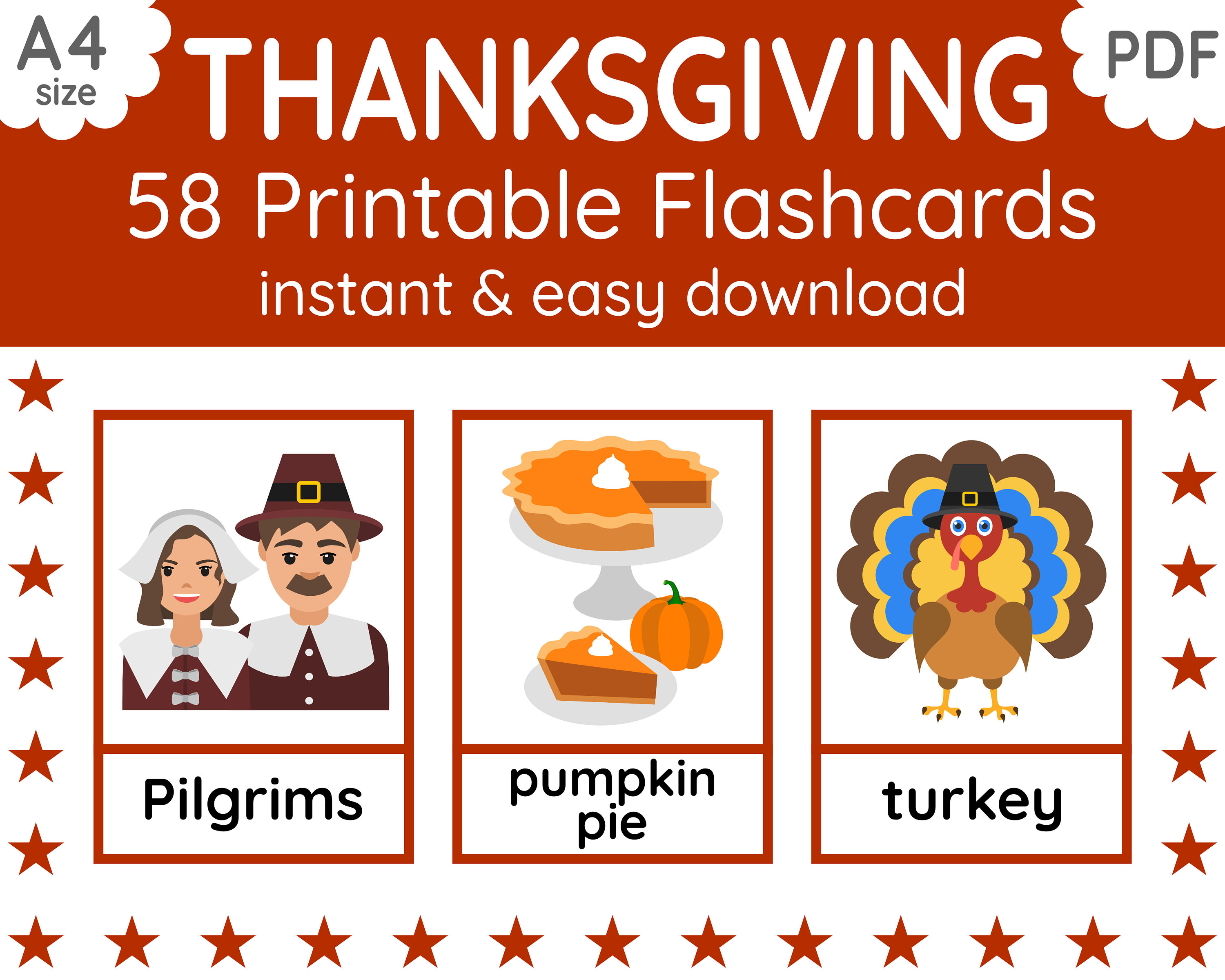 58 THANKSGIVING Flashcards | Printable Flashcards | Flashcards for Kids ...