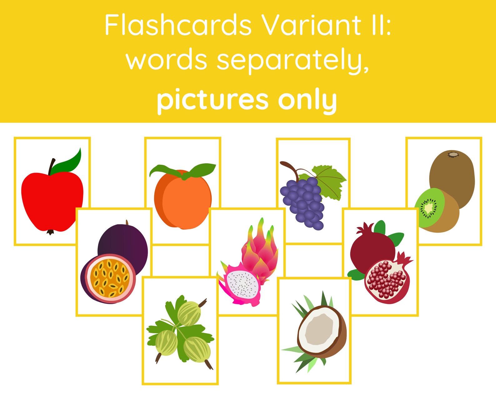 32 FRUIT Flashcards Printable Flashcards Flashcards for Kids English ...