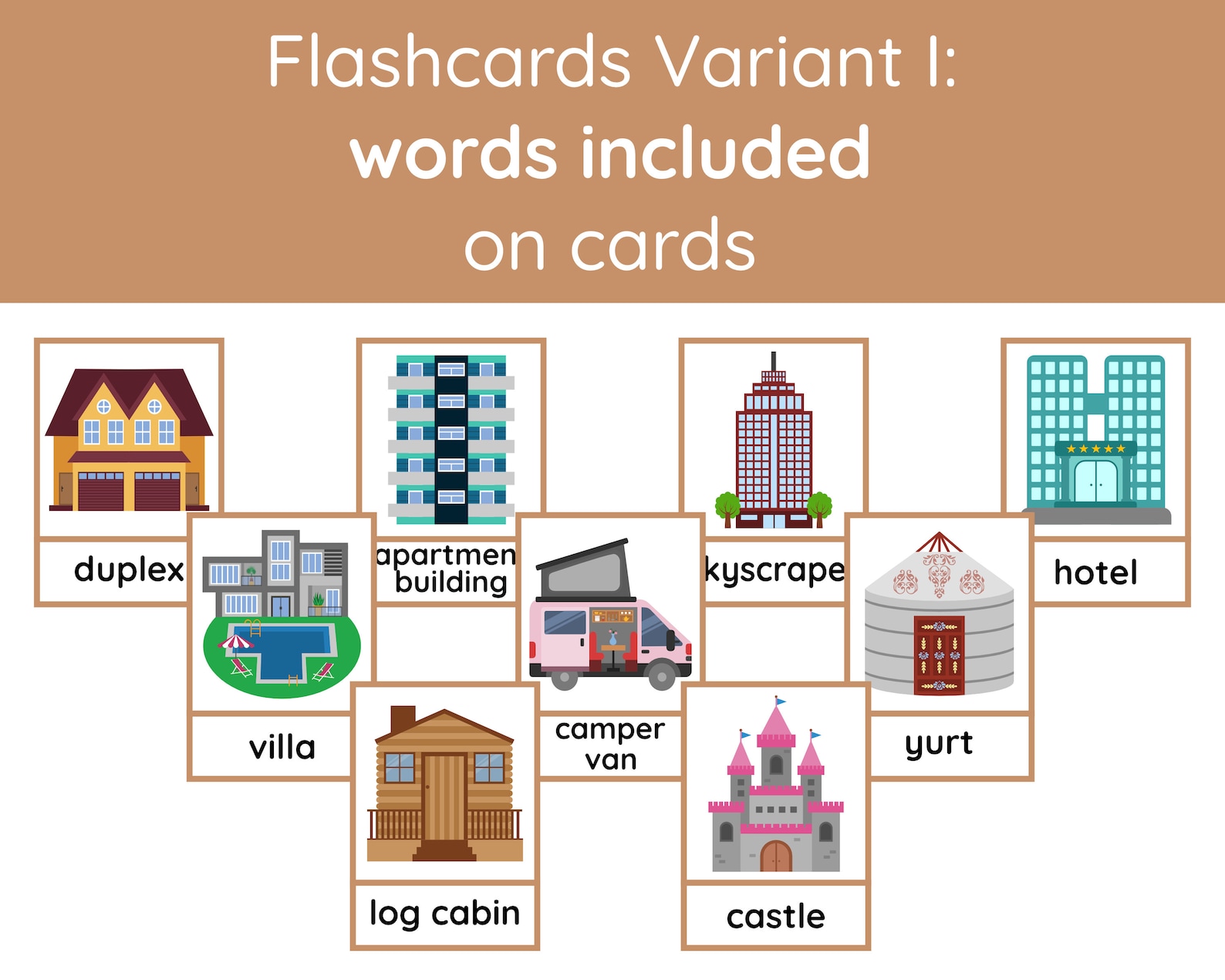 36 HOUSE TYPES Flashcards | Printable Flashcards | Flashcards for Kids ...