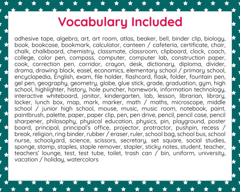 136 SCHOOL Flashcards | School Appliances, Objects, Subjects, People ...