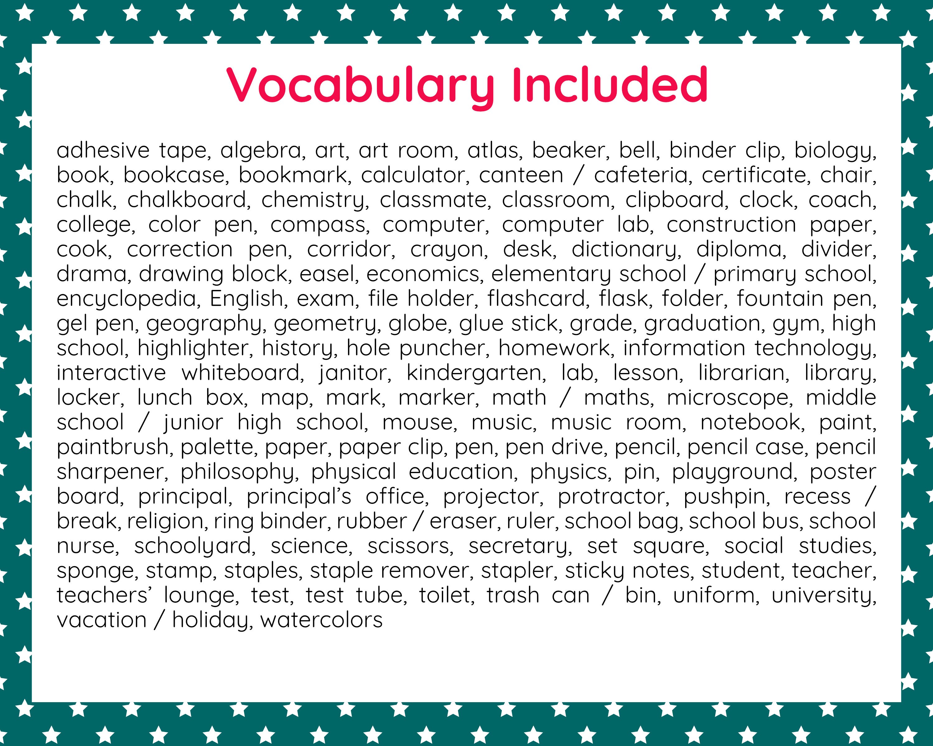 136 SCHOOL Flashcards | School Appliances, Objects, Subjects, People ...