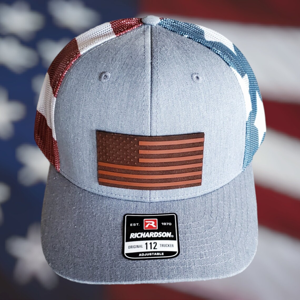 Leather Patch Hat American Flag - Etsy