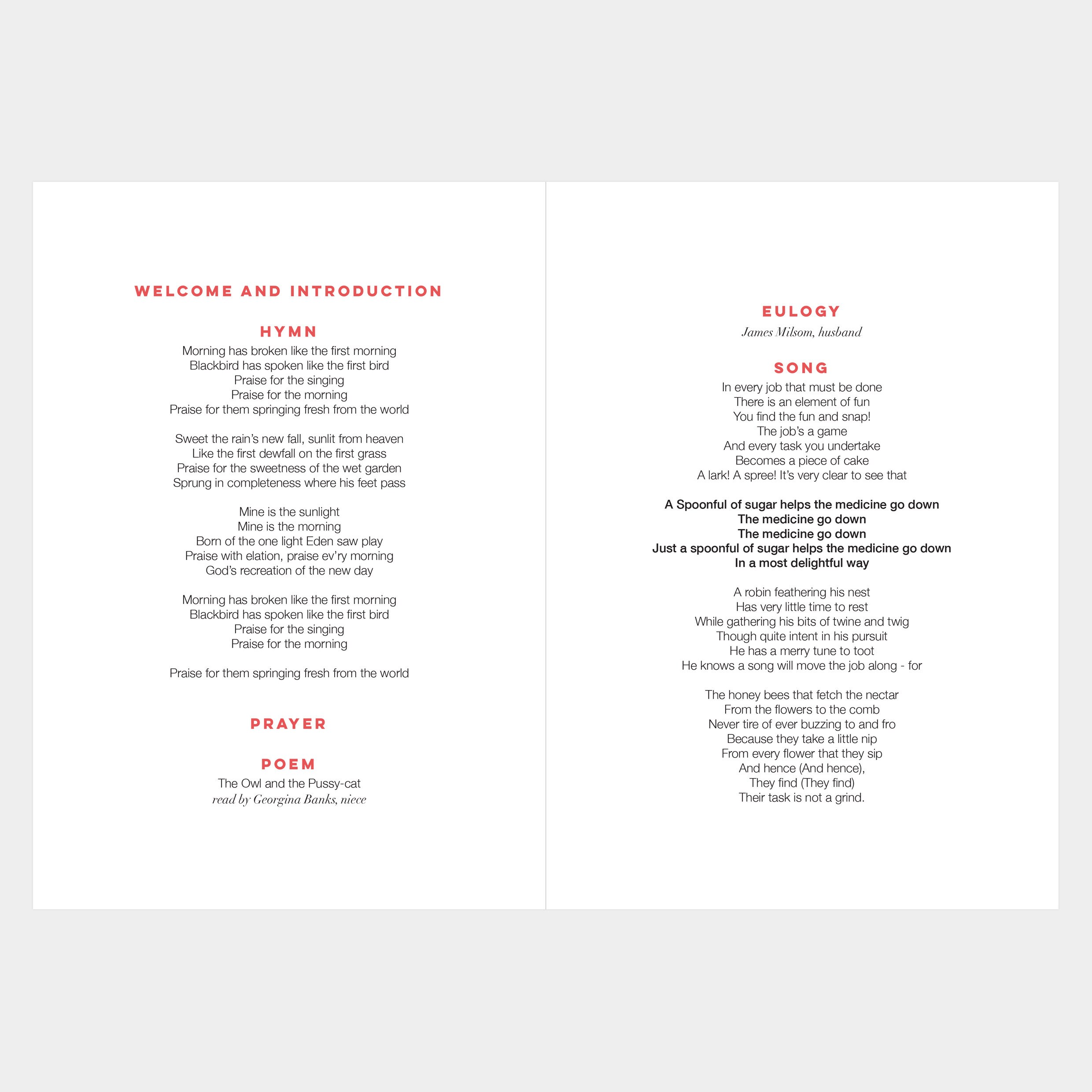 Printed Funeral Order of Service - Bold and Modern - Colour Block - Etsy