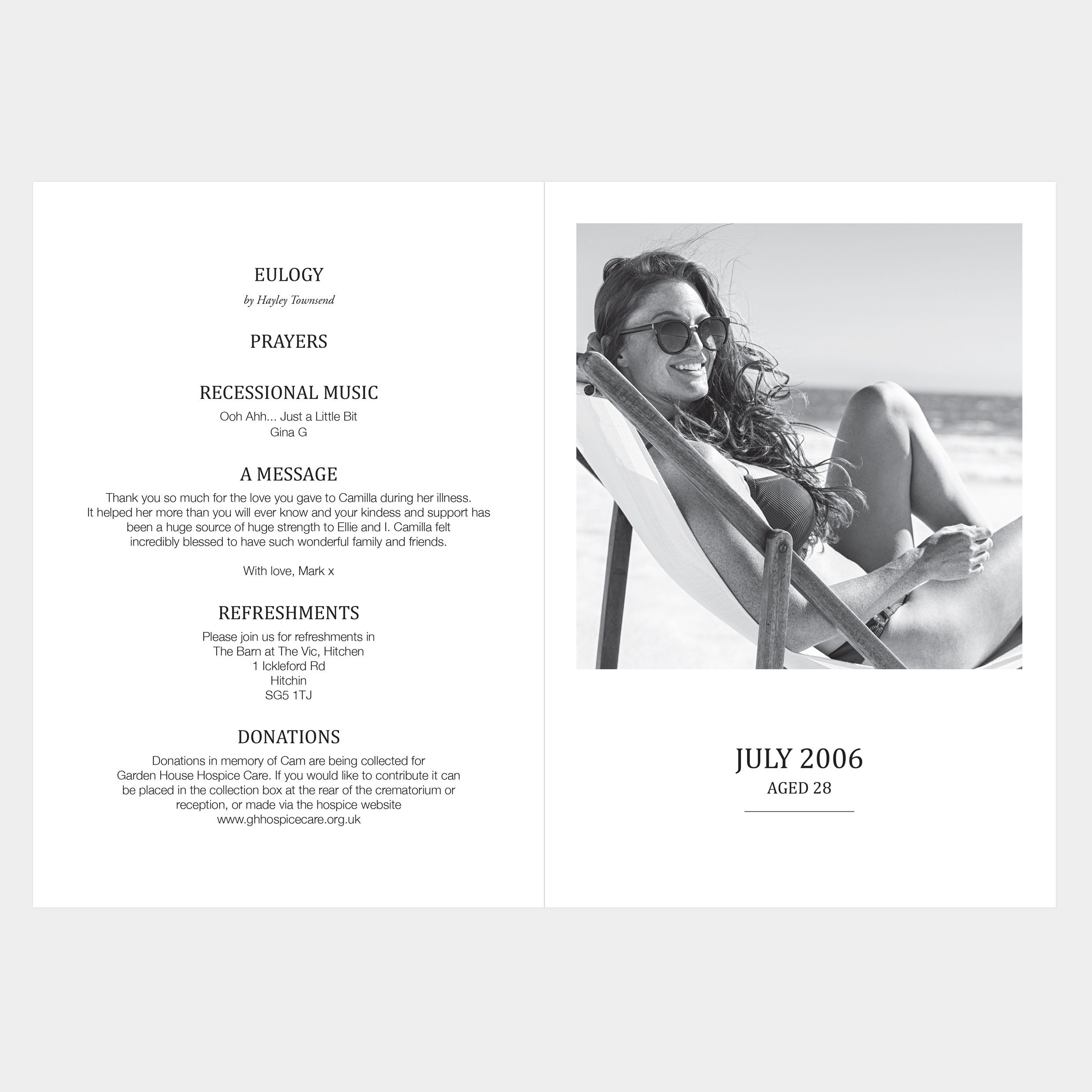 Printed Funeral Order of Service Simple Elegant Black & - Etsy