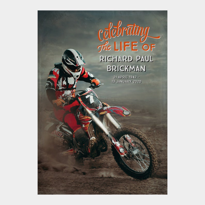 Printed Funeral Order of Service - Motorbike & Motorcycle Theme ...